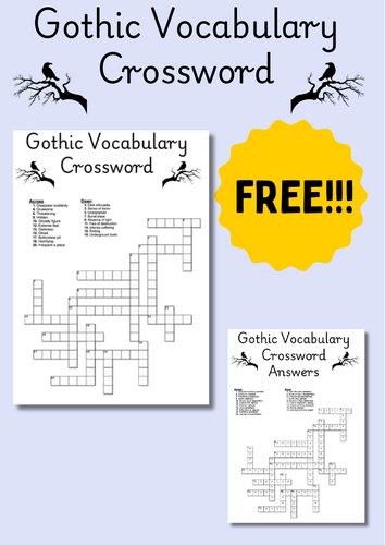 Gothic Vocabulary Crossword | Teaching Resources
