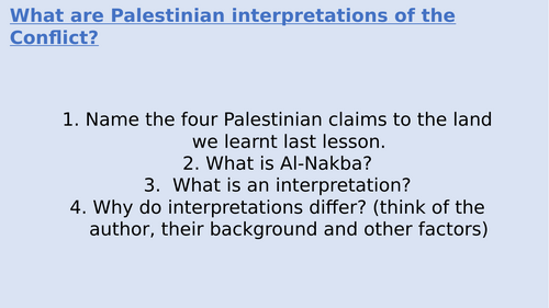 Arab-Israeli Conflict Unit of Work | Teaching Resources