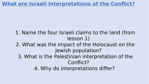 Arab-Israeli Conflict Unit of Work | Teaching Resources