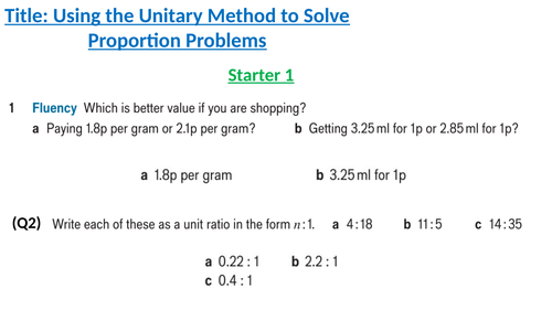 GCSE Foundation (Unit 11): Ratio and Proportion | Teaching Resources