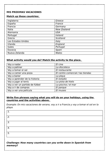 KS3 Spanish: Mis próximas vacaciones | Teaching Resources