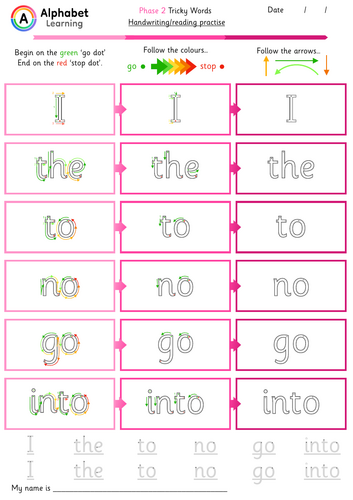 Phases 2 3 4 5 ‘Tricky Words’ Handwriting (x4 sets) | Teaching Resources