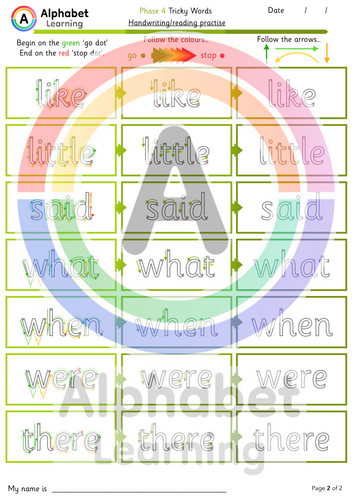 Phases 2 3 4 5 ‘Tricky Words’ Handwriting (x4 sets) | Teaching Resources