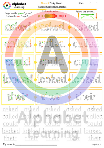 Phases 2 3 4 5 ‘Tricky Words’ Handwriting (x4 sets) | Teaching Resources