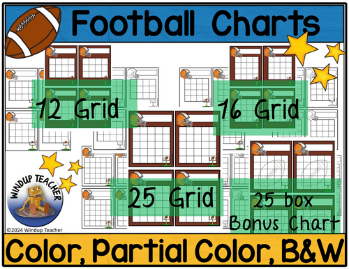 Football Sticker Reward Charts - Choices! 12 16 25 Boxes, Color, Black ...