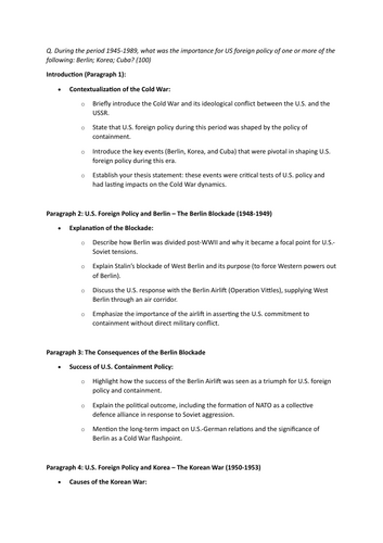 Leaving Cert History Essay plan: US Foreign policy in Berlin, Korea ...