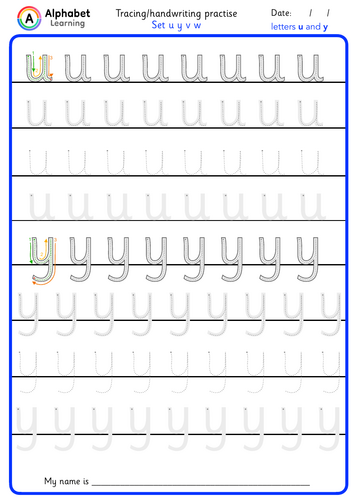 Handwriting similar letters - u y v w | Teaching Resources