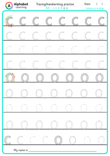 Handwriting similar letters - c o a d g q | Teaching Resources