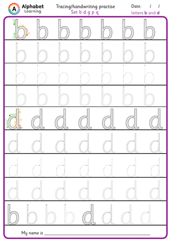 Handwriting similar letters - b d g p q | Teaching Resources