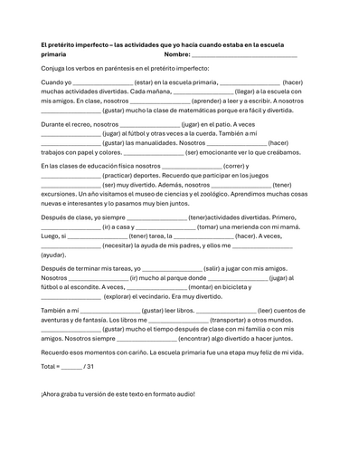El imperfecto - cuando estaba en la escuela primaria - practice the ...