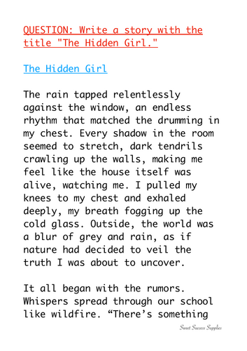 IGCSE English Language, Creative Writing: Write a story with the title ...