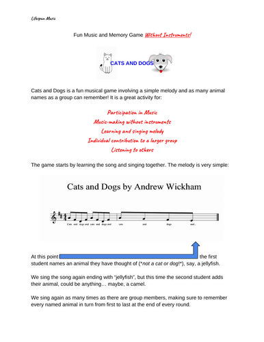 Music and Memory Game: Cats And Dogs | Teaching Resources