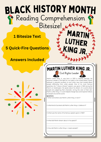 Black History Month Martin Luther King Jr. Bitesize Reading ...