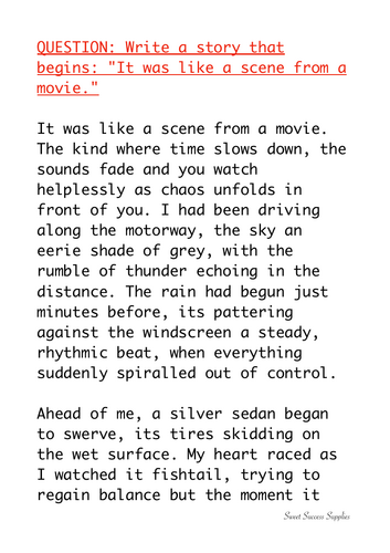 GCSE/IGCSE English Language: Write a story that begins: "It was like a ...