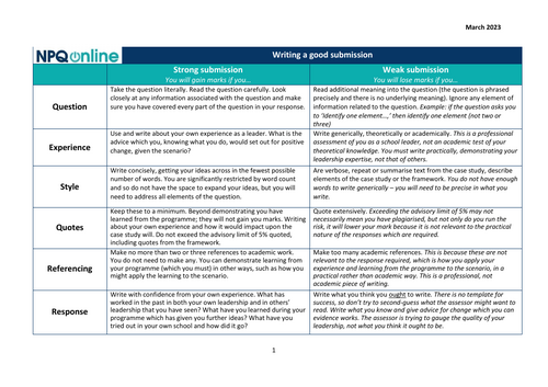 NPQSL Summative Assessment Response – Cohort 2 – 2023. New Format ...