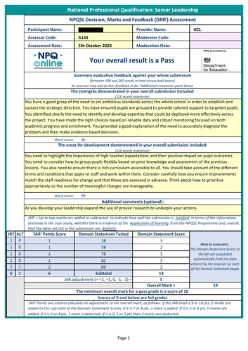 NPQSL Summative Assessment Response – Cohort 2 – 2023. New Format ...