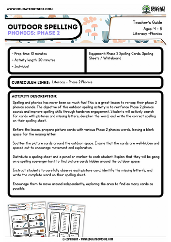 Phase 2 Phonics Outdoor Spelling Activity | Fun & Engaging Phonics ...