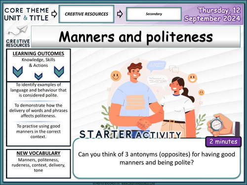 Good manners and being polite PSHE Lesson | Teaching Resources