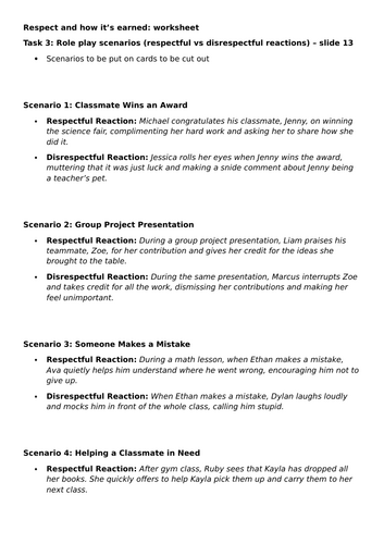 Respect and how it can be earned PSHE lesson | Teaching Resources