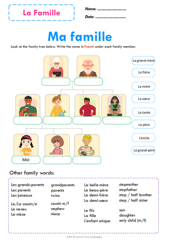 French family - La famille - Worksheet Pack | Teaching Resources