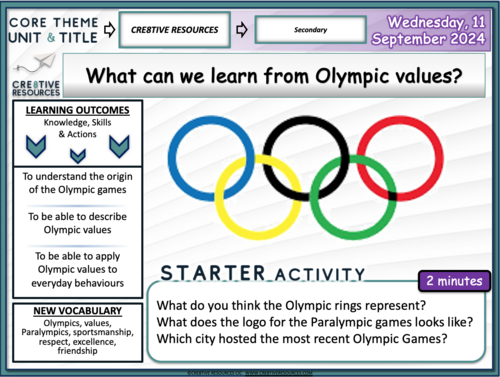 Olympic Values + What they can teach us PSHE lesson | Teaching Resources
