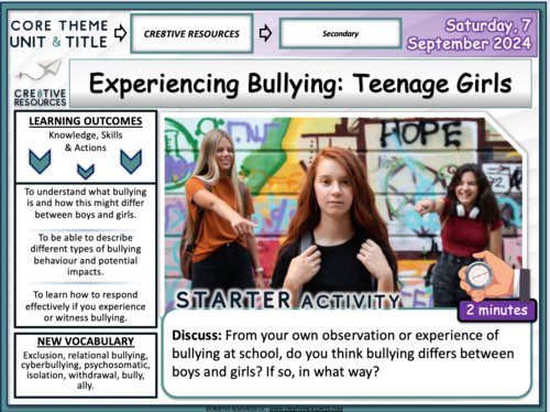 Experiencing Bullying – Teenage Girls PSHE Lesson | RSHE ...