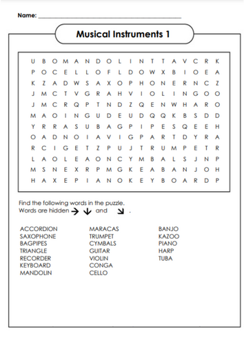 Music Wordsearch | Teaching Resources
