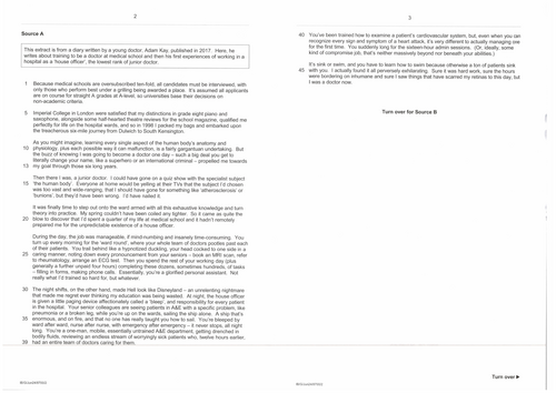 AQA GCSE English Lang Paper 2:Doctors Nurses Grade 9 June 24 Compare ...