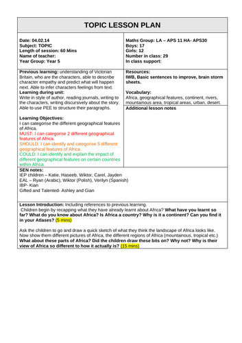 Back to School Africa Project year 5 Geography History Art Fun ...