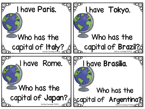 I Have Who Has Game - Capital Cities of the World | Teaching Resources