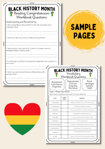 Black History Month USA Information Text Reading Comprehension Workbook ...