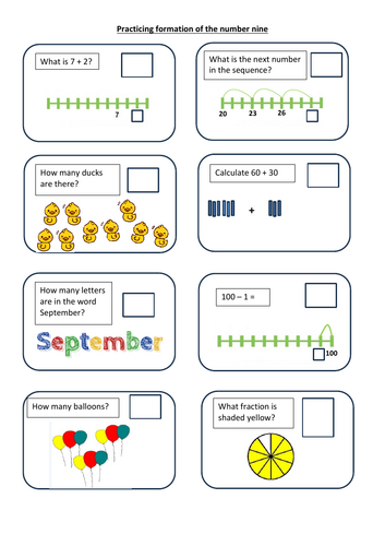 Practice forming the number 9 | Teaching Resources
