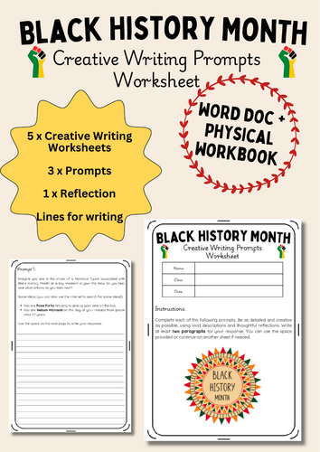 Black History Month Creative Writing Prompts Worksheet - KS3 | Teaching ...