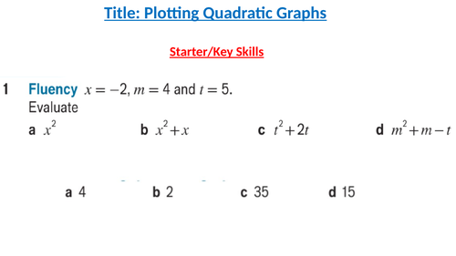 GCSE Foundation (Unit 16): Quadratic Equations and Graphs | Teaching ...