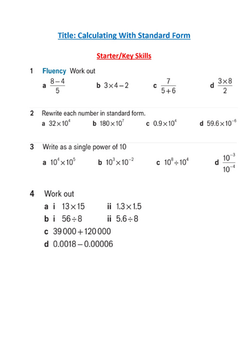 GCSE Foundation (Unit 18): Fractions, Indices and Standard Form ...