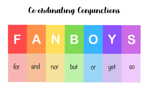 Fanboys Coordinating Conjunctions Poster | Colourful Literacy Printable ... Fanboys Coordinating Conjunctions Poster | Colourful Literacy Printable ...