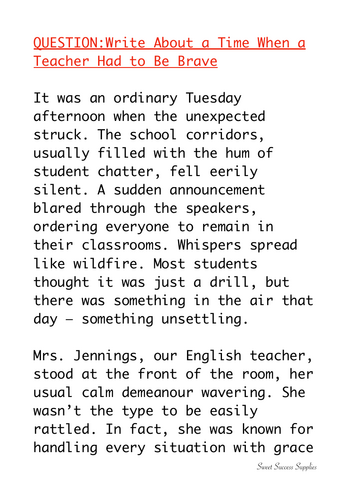 GCSE/IGCSE English Language: Write About a Time When a Teacher Had to be Brave Sample Answer ...