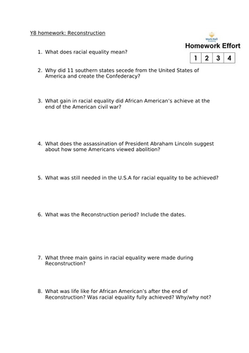The Reconstruction Period Unit of Work | Teaching Resources