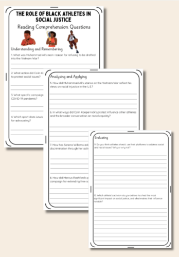 Black Athletes and Social Justice Black History Month Scaffolded ...