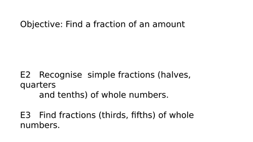 Fraction of an Amount E1 to E3 Functional Maths slides and worksheet ...