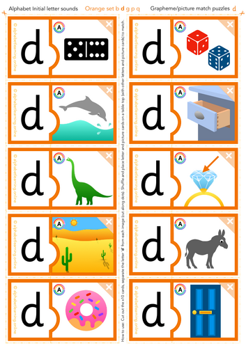Alphabet match - b d g p q (Orange set) | Teaching Resources