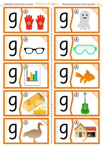 Alphabet match - b d g p q (Orange set) | Teaching Resources