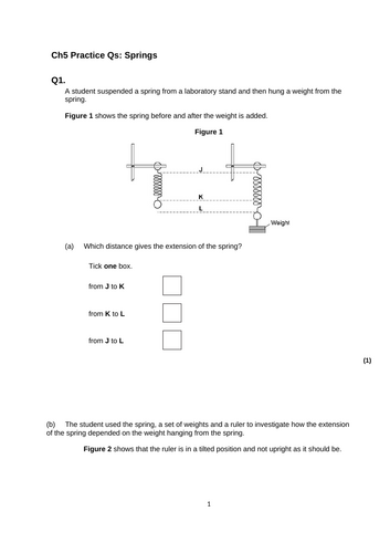 Hooke's law Hookes IGCSE Physics | Teaching Resources