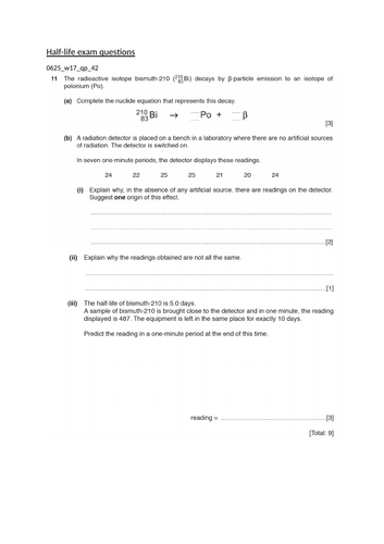 Radiation Half Life Fission Fusion Stability IGCSE Physics | Teaching ...