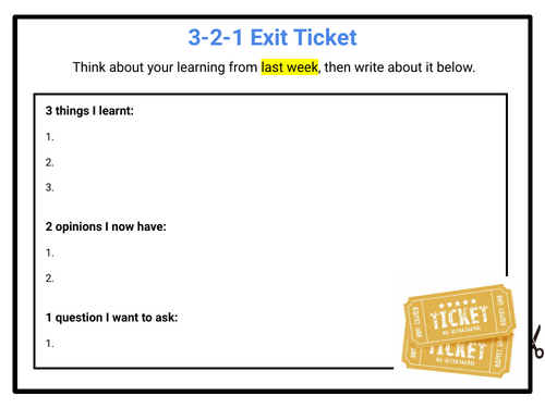 3-2-1 Exit Ticket | Teaching Resources