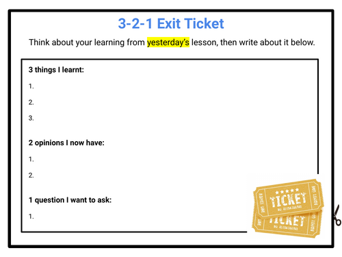 3-2-1 Exit Ticket | Teaching Resources