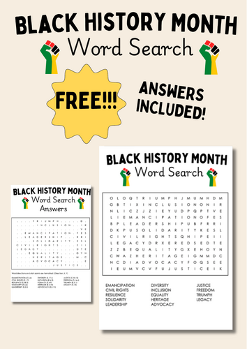 FREE Black History Month Word Search | Teaching Resources