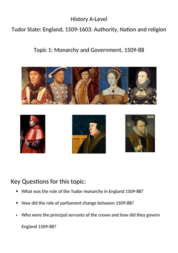 Tudor A level Monarchy and Government Bundle | Teaching Resources