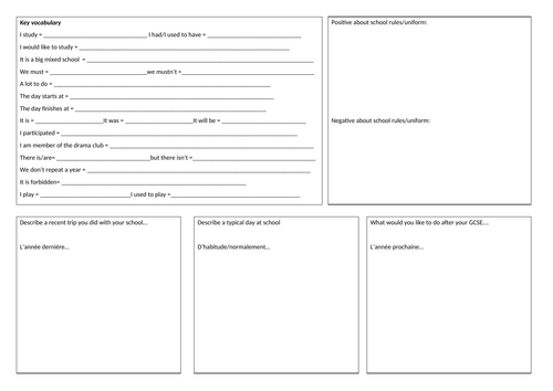 Edexcel GCSE French - Writing Revision worksheet | Teaching Resources