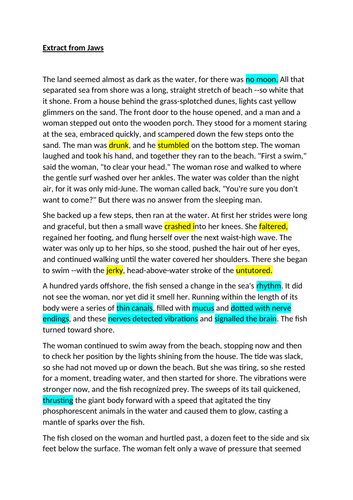 Paper 1 AQA English Structure Lesson - Jaws! | Teaching Resources